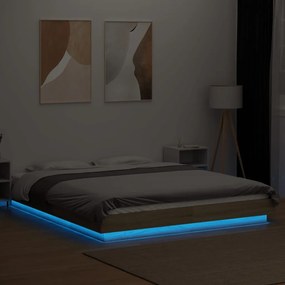 Rám postele s LED osvětlením dub sonoma 150 x 200 cm kompozit 3281093