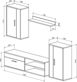 Obývací stěna Spano, dub artisan / krémová