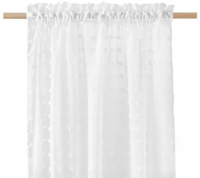 Bílá záclona na kolíčky s kuličkami 140 x 250 cm