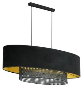 Duolla - Lustr na lanku DOUBLE OVAL RATTAN 2xE27/15W/230V černá/ratan
