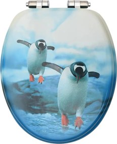 vidaXL WC sedátka s funkcí pomalého sklápění 2 ks MDF motiv tučňáka [3056415]