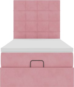 Osmanský rám postele s matracemi růžová 80x200cm samet 3313438
