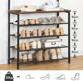 Předsíňový věšák s botníkem Vasagle Mjora 80 cm černý/hnědý