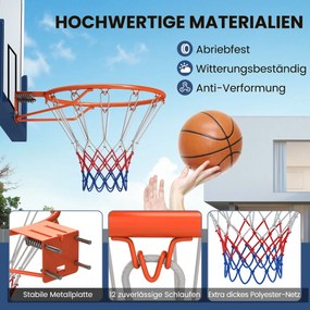 Costway Ø45 cm Sálový basketbalový koš s kroužkem a síťkou Mini basketbalový koš