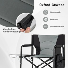 Costway Camping Chair Skládací vysoká skládací židle s bočním stolkem