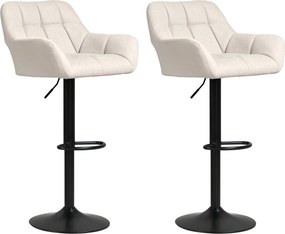 HOMCOM Barová židle Sada 2 kusů Retro design Výškově nastavitelná Umělá kůže Optika lnu Krémová + Černá