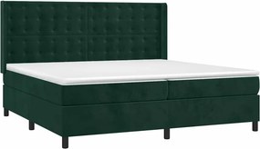 Box spring postel s matrací tmavě zelená 200x200 cm samet 3132942
