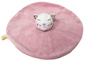 Teddies Kočka usínáček chrastítko plyš 25x25 cm růžová