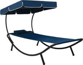vidaXL Zahradní postel s baldachýnem a polštářem [313536] Barva: Modrá