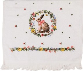 Bílý froté kuchyňský ručník s králíčkem - 40*66 cm