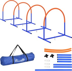 Výcviková sada PawHut pro psy agility 4-dílná sada s přenosnou taškou Blue Orange 88 x 64 x 95 cm pro efektivní výcvik a zábavu psů