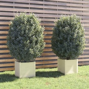 Zahradní truhlíky 2 ks bílé 40 x 40 x 40 cm masivní borovice,  810537