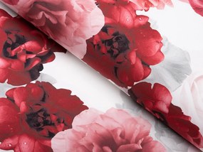 Biante Dekorační povlak na polštář s lemem PM-017 Velké červené květy 60 x 60 cm