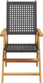 Skládací polohovací křesla 4 ks, černý polyratan a masivní dřevo 3214520