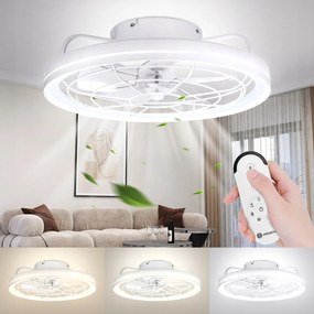 Stropní ventilátor s Led lampou Dálkové ovládání Tichý časovač bílý Ttc 60W 6500K
