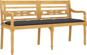 Lavice Batavia s antracitovou poduškou 150 cm masivní teak 3100841