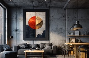Zlaté spojení - obraz - Moderní geometrie s výrazným kruhem 21 - A4 – 210 × 297 mm - 159 Kč