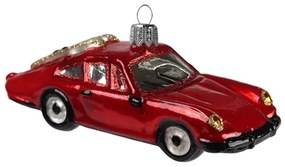 Auto s lyžemi červené