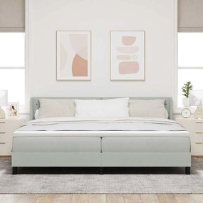 Postel s boxspringem s čelo Světle šedá 200 x 200 cm samet 3341432