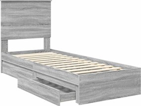 Postel s úložným prostorem se zásuvkou Šedá Sonoma 75 x 190 cm 3411262