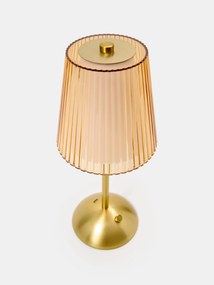 Sinsay - LED stolní lampa s žebrovaným stínidlem a zlatými prvky - hnědá