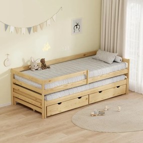 Postel s přistýlkou a úložným prostorem, 90x200, přírodní, ELARA Kondela 0000412691