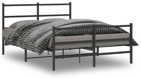 vidaXL Kovový rám postele s hlavovým a nožním čelem černý 140 x 200 cm