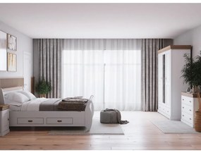 Massive home | Zásuvková komoda bílá Toscania 3S s přírodní deskou 3S
