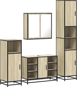 4dílný set koupelnového nábytku dub sonoma kompozitní dřevo 3301211