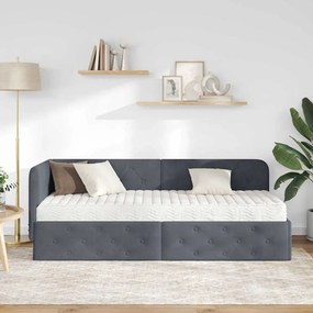 Rohový rám postele Tmavě šedá 80 x 200 cm samet 3394063