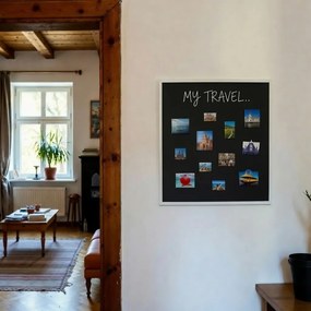 Toptabule.sk  Čierna tabuľa na magnetky v drevenom bielom ráme COLOR 120x90 cm