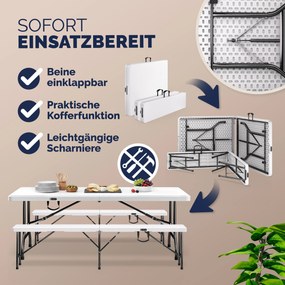 Pivní set se stolem a lavicemi 3dílný plast bílý 183cm