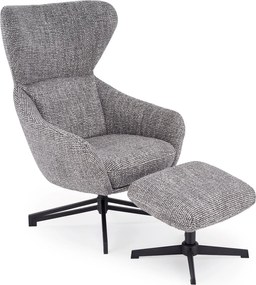Čalouněné otočné křeslo FREDY s podnožkou šedé