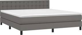 Box spring postel s matrací šedá 160x200 cm umělá kůže 3141135