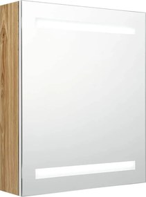 LED koupelnová skříňka se zrcadlem bílá a dub 50 x 14 x 60 cm 326485