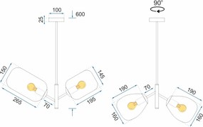 Toolight Toolight, Stropní svítidlo ze skla vícebarevné E14 60W APP436-4C, OSW-00565