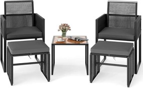Costway 5 ks. Rattan garden furniture set including 2 chairs s cushions a stool