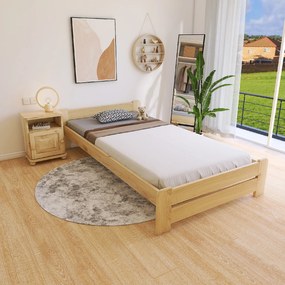 Maxi Postel z masivu Evropa 120 x 200 cm - barva Borovice + matrace Vitality