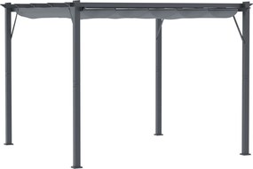 Outsunny Pergola Pavilion s posuvnou střechou pro zahradu, hliníková, antracitově šedá + tmavě šedá, 3x3x2,23m | Aosom
