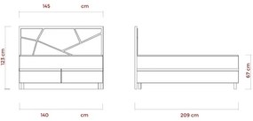 Čalouněná postel s matracemi a úložným prostorem NAOMI 140x200 cm béžová