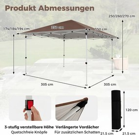 Costway Zimní odolný altán s UV ochranou 50+ a taška, vodotěsný skládací altán