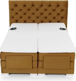 Kontinentální postel CARLINO boxspring s elektrickým polohováním 200x180, zelená (kronos 19)