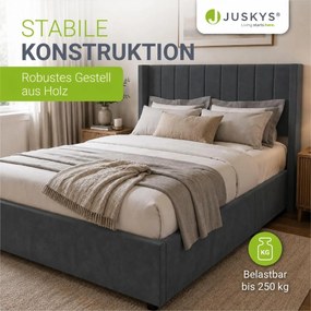 Juskys Čalouněná postel Savona s úložným prostorem Barva: tmavě šedá, Velikost: 140 × 200 cm