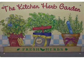 Plechová cedule - The Kitchen Herb Garden