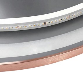 Kulaté dotykové zrcadlo s LED osvětlením MMJ 80 cm měděné