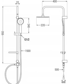 Mexen X40 sprchový sloup, Zlatorůžová - 7984040091-60