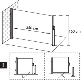 Boční výsuvná markýza 250x160 cm SPRINGOS AW0001 antracitová