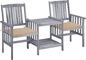 vidaXL Zahradní židle s čajovým stolkem a poduškami masivní akácie [3061307] Barva: Béžová