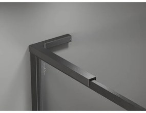 Mexen, Mexen Kioto-F L sprchová stěna s rámem 100 x 202 cm, průhledná 8 mm, pistolově šedá kartáčovaná - 800-100-174-66-00