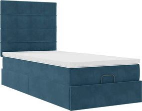 Osmanský rám postele s matracemi tmavě modrá 80x200cm samet 3313437